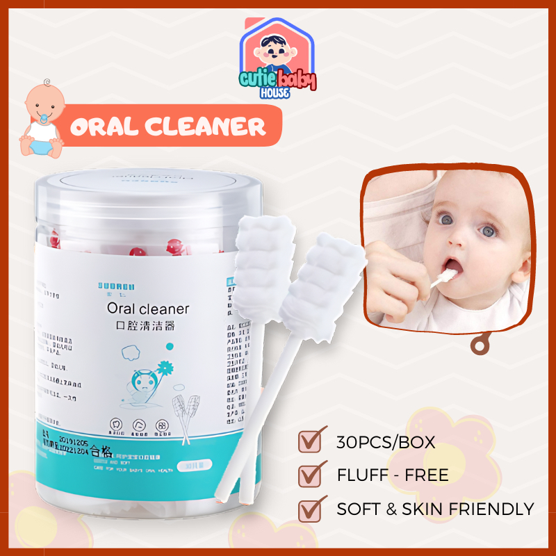30Pcs Oral Cleaner Baby Cotton Swab Mouth Tongue Cleaner Pembersih ...