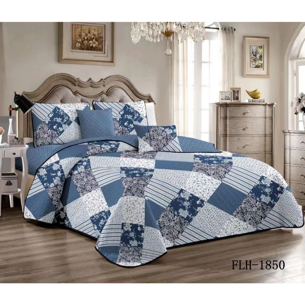 Cadar Patchwork Set (3IN1) Queen Size Quilt Bed Sheets 100% Cotton High ...
