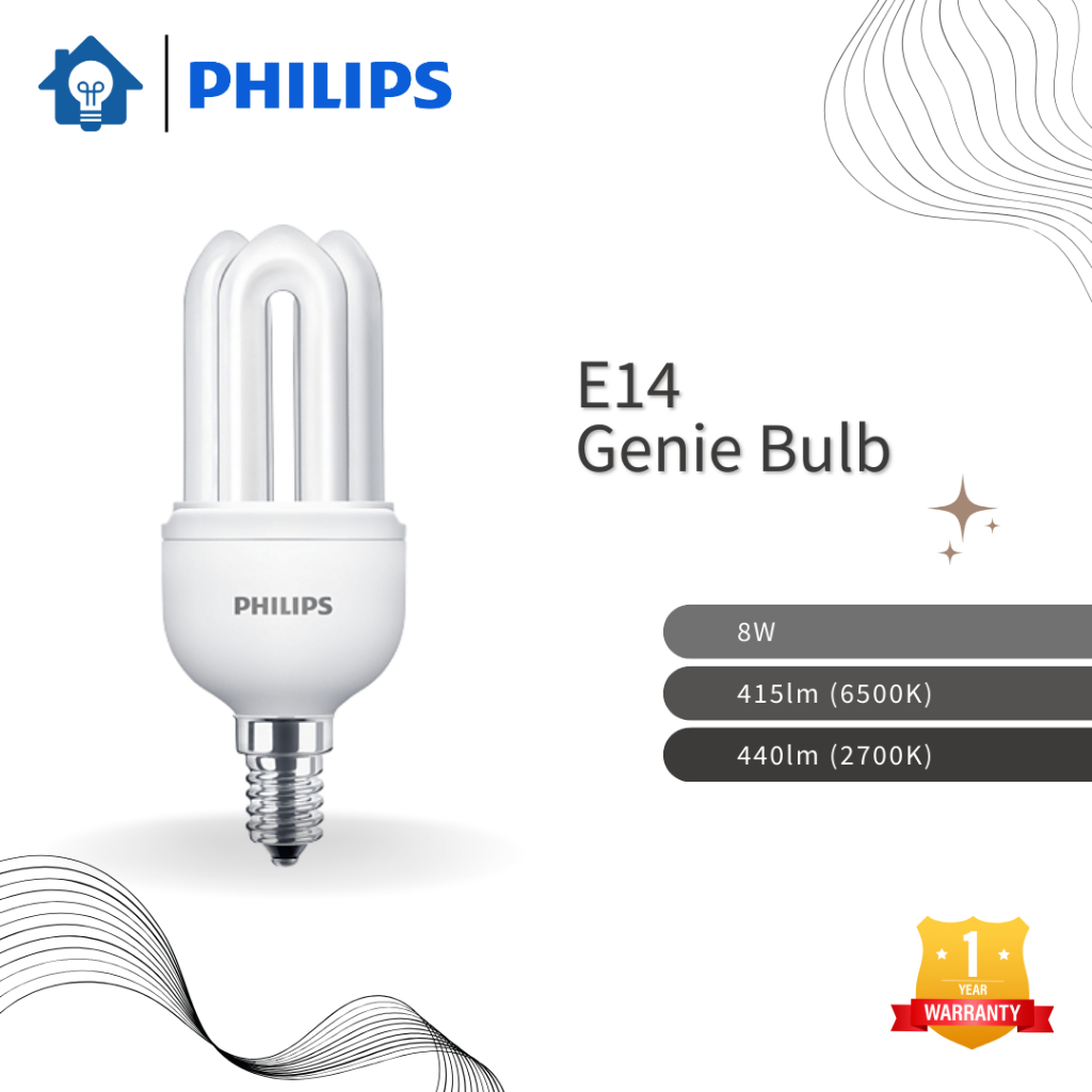 Philips E14 E27 Genie 8W 11W 14W Energy Saver Bulb ( Warm White / Daylight ) | Shopee Malaysia