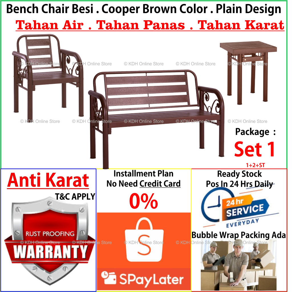 (KDH ONLINE) Set 1 ( 1+2+ST ) Heavy Duty Strong Seat Base Bench Chair ...
