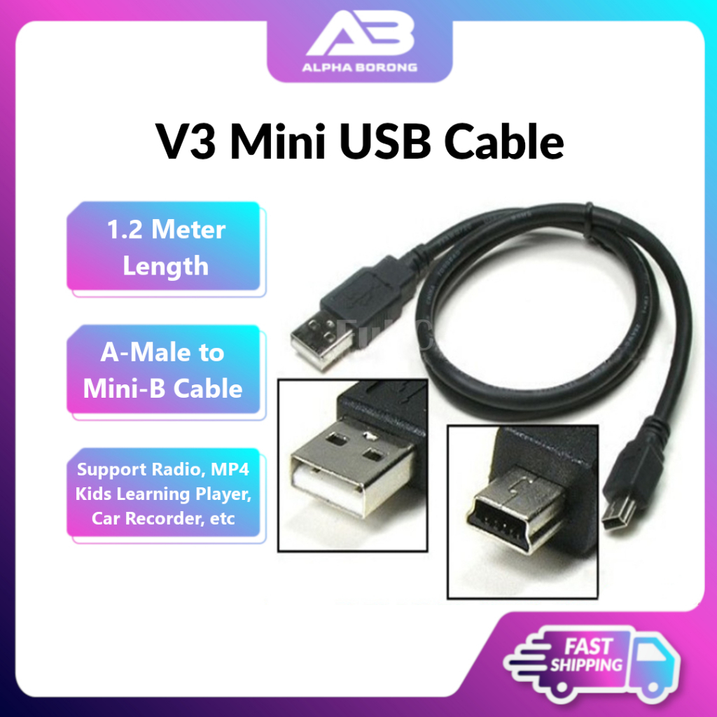 (CA8) Mini USB V3 Cable for MP3 MP4 Player Kids Learning Radio Quran ...