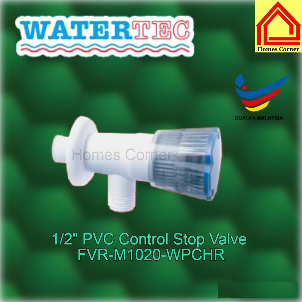 Watertec 15mm (1/2") PVC kawalan Injap Henti Sudut / Bathroom Control ...