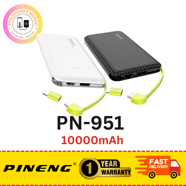 PINENG PN951 Powerbank - 10000mAh, Builtn 2 In 1 Micro USB & Fruit ...