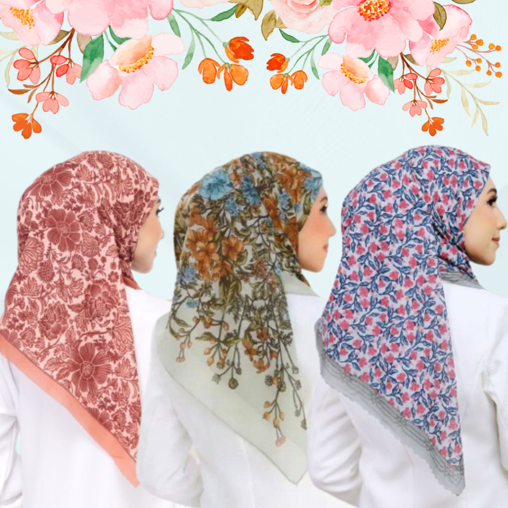 [ 𝑩𝒖𝒏𝒈𝒂 𝑺𝒆𝒓𝒊𝒆𝒔 ] Tudung Bawal Cotton Premium Corak Bunga Bidang 45 ...