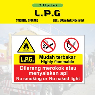 LPG Highly Flammable Sticker / Compressed Gas Notice Danger Flammable ...