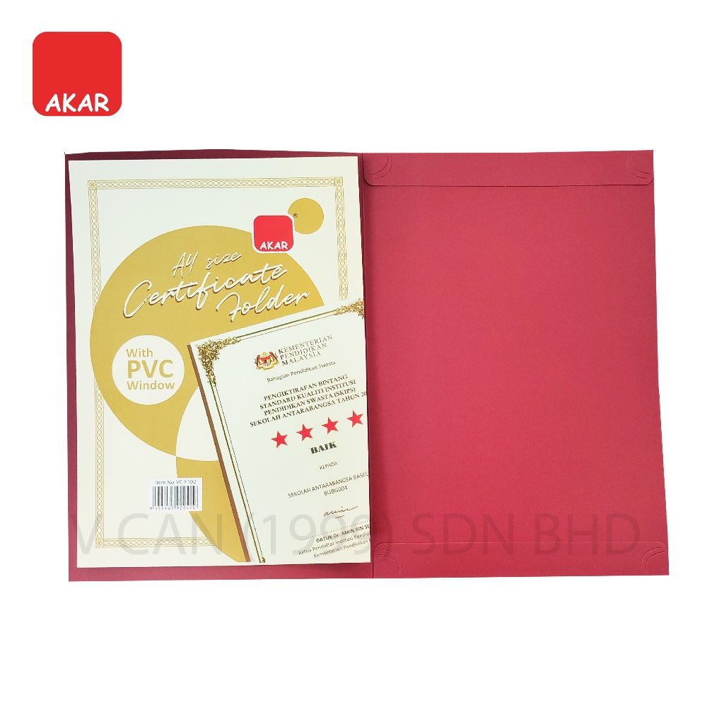 Folder Sijil A4 AKAR Graduasi / Pemegang Sijil A4 – Hot Stamping Emas ...