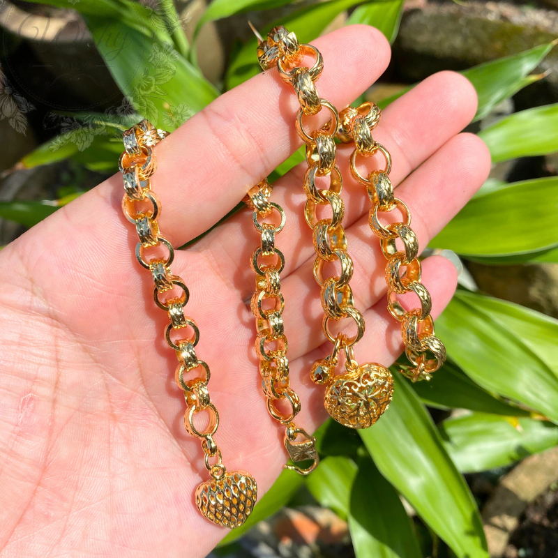 Rantai Tangan Emas Suasa Buah Hati Gold Plated Love Pendent Bracelet ...
