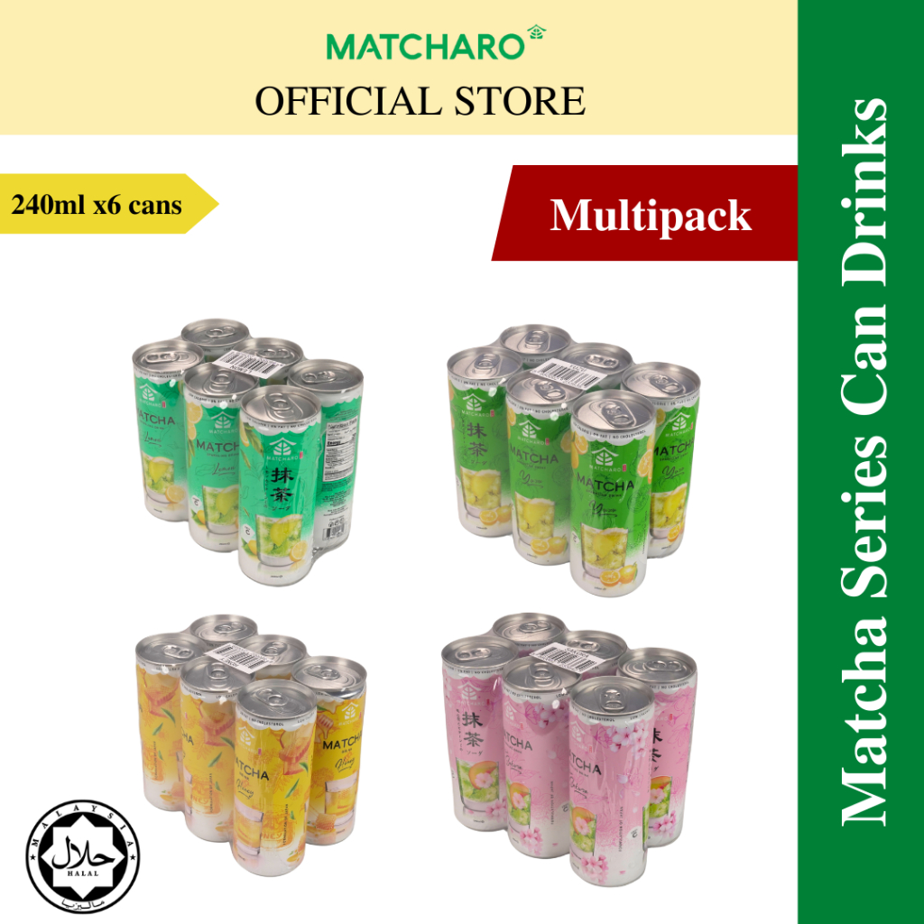 MATCHARO Sparkling Drinks (240ml) 6 in 1 MULTIPACK - Honey / Yuzu / Peach Sakura / Lemon - Air ...
