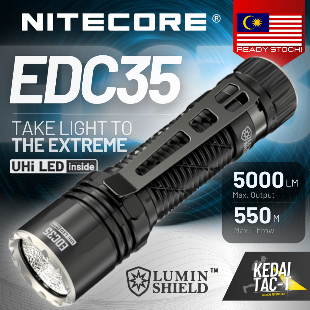 NITECORE EDC35 - 5000 Lumens High Performance Rechargeable Flashlight ...