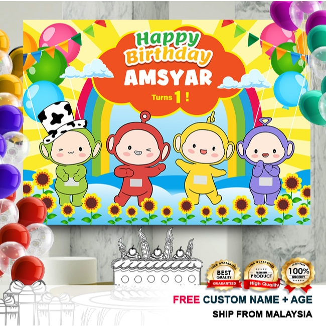 Birthday Banner / Birthday Backdrop / Hari Jadi - Teletubbies | Shopee ...