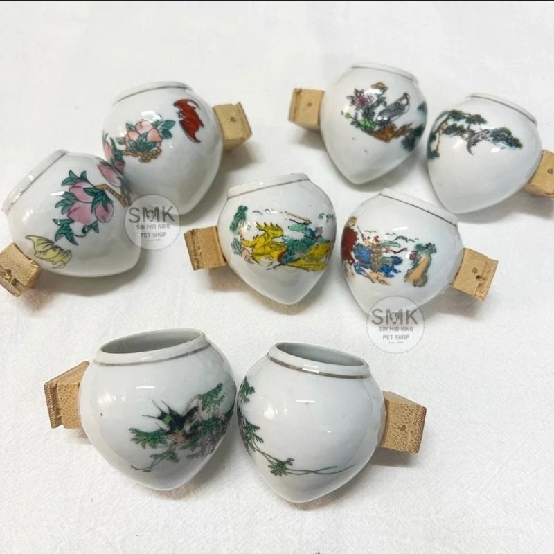 Ready Stock🔥(Kecil) Cawan Kaca Cawan Jambul China Bird Feeder Cup (2 in ...