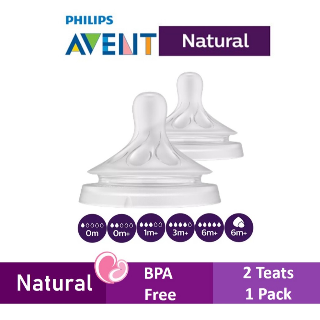 Original Philips Avent 2pcs NATURAL Silicone Bottle Teats, Natural ...