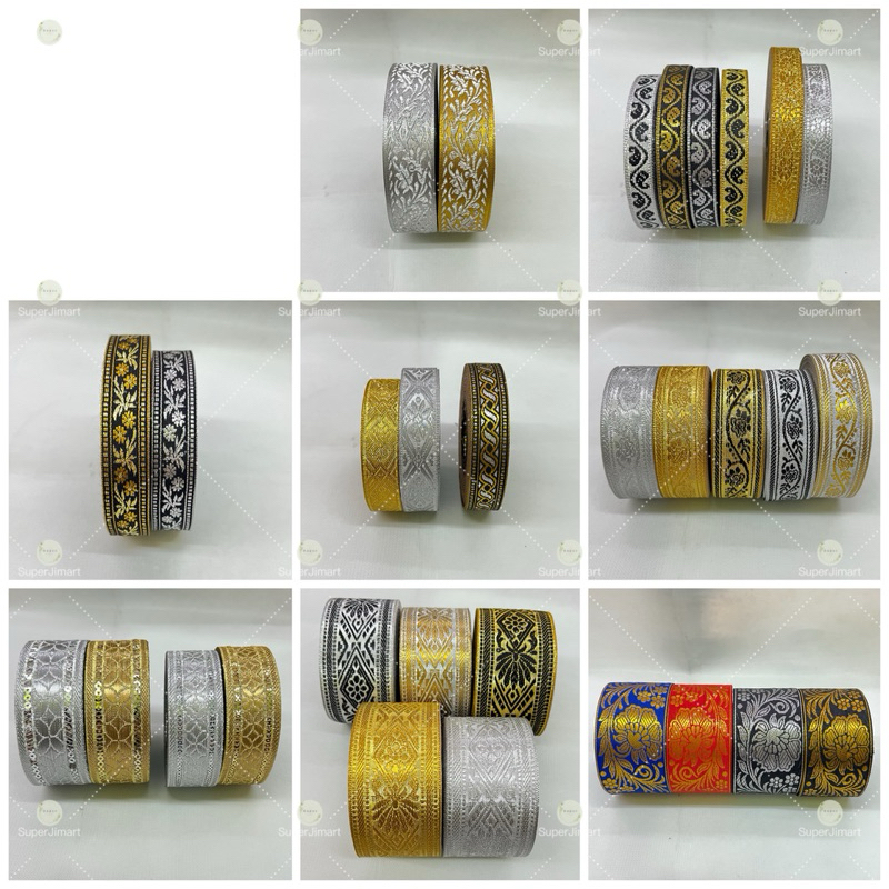 [Roll] 2”,1.5”,1”,0.5” Reben Songket/Reben Konvo/Renda Jubah/Metallic ...