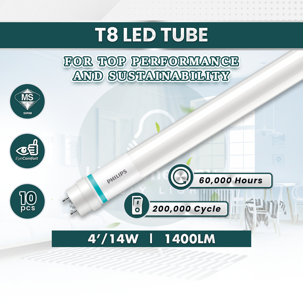 X10 Philips 14W MASTER LED TUBE 6500k / Mentol Panjang LED 4 kaki ...