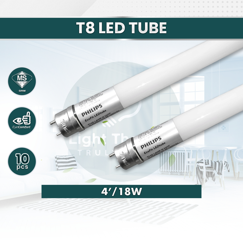 𝐒𝐈𝐑𝐈𝐌 X10 Philips 4ft/18w Ecofit T8 Glass LED Tube Lampu Panjang Lampu Led Lampu Kalimantang ...