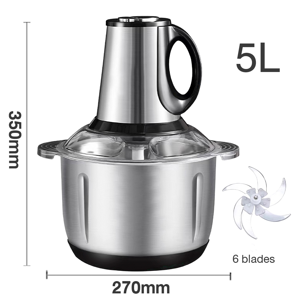 Simmo Chopper Blender Food Processor Electric Meat Grinder 550W 5L Stainless Steel Large ...