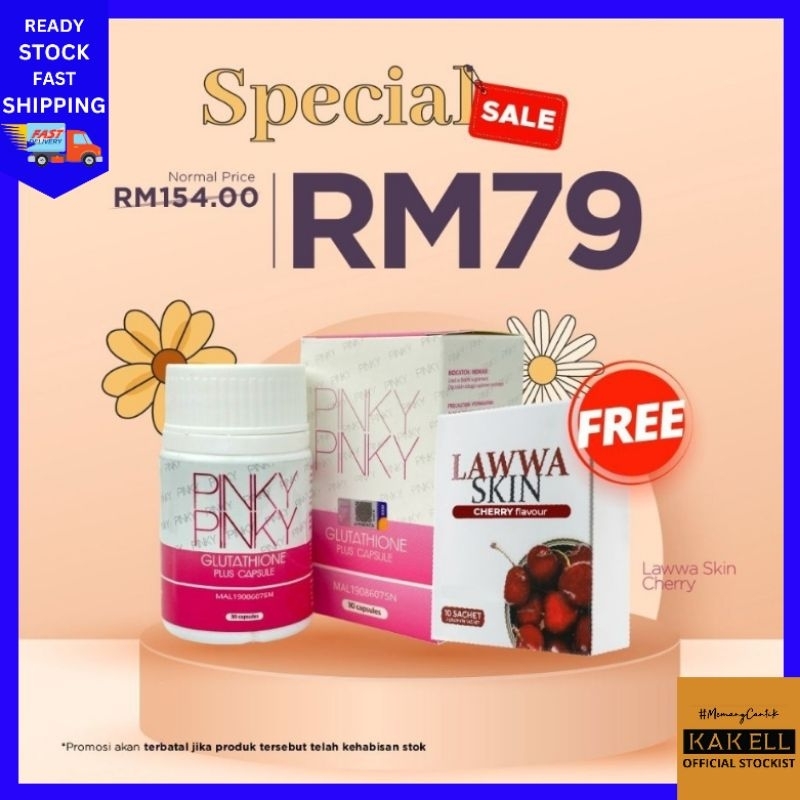 Promo Kak Ell Pinky Pinky Glutathione Plus Capsule 200mg Free Lawwa ...
