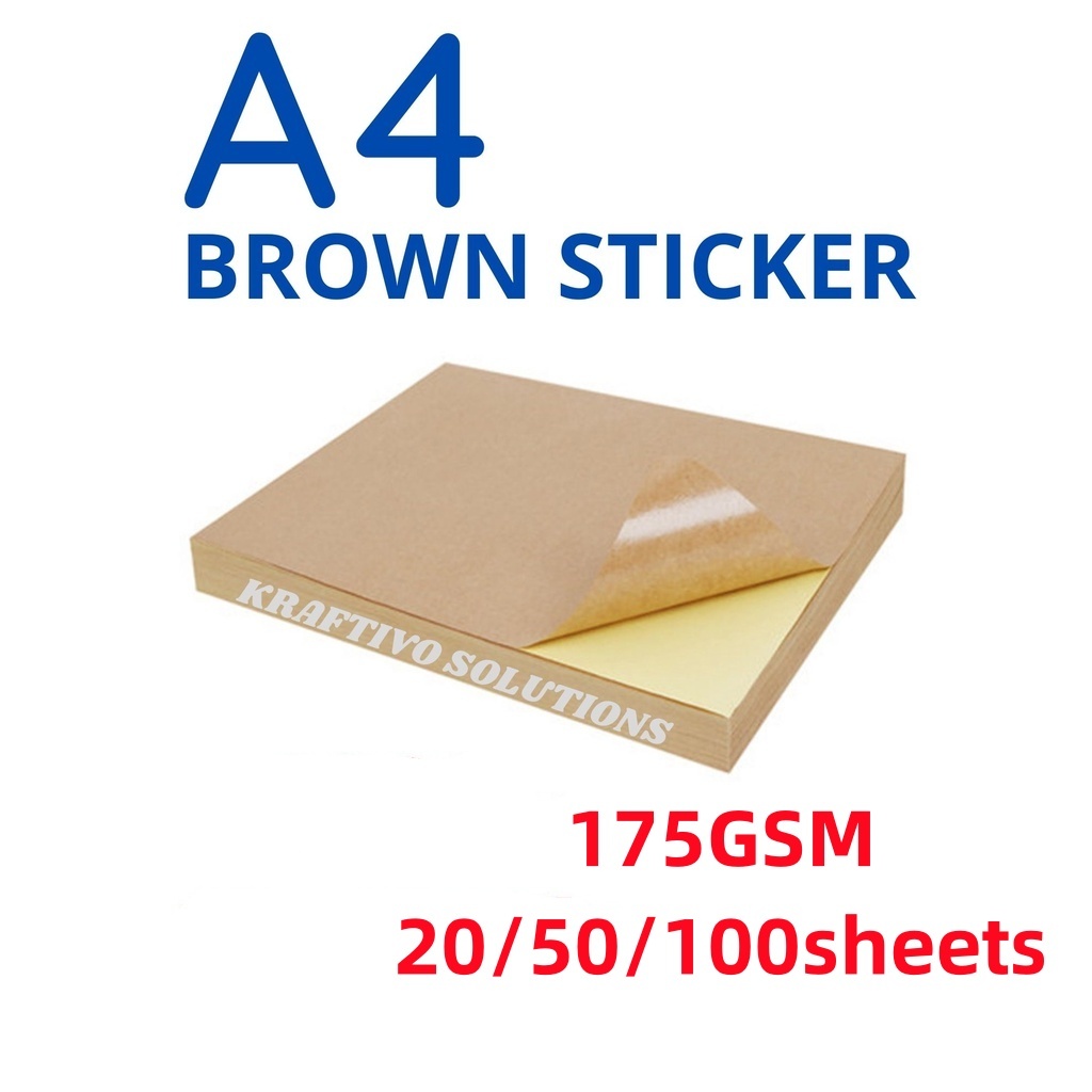 A4 PRINTABLE BROWN KRAFT STICKER / A4 KERTAS PELEKAT COKLAT /BROWN ...