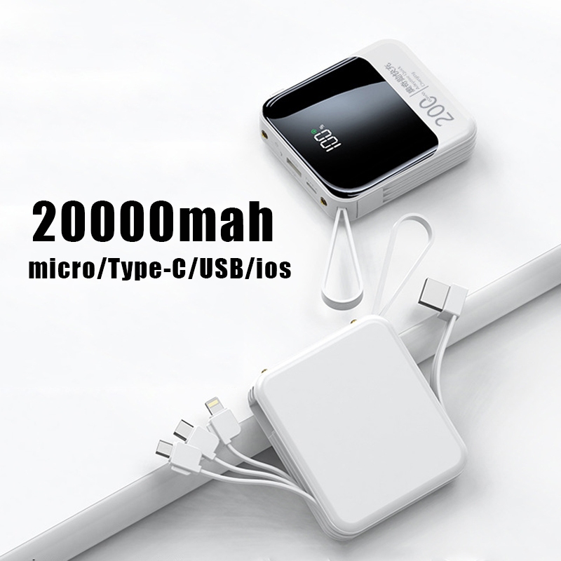 50000mAh Power Bank 4 Cables Full Capacity Mini Powerbank Portable Fast ...