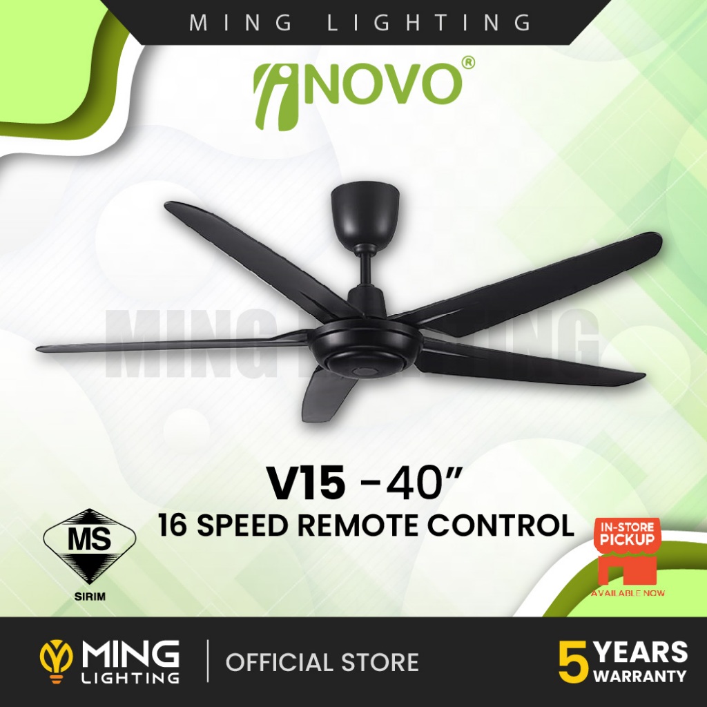 INOVO V15 40'' Ceiling Fan 5 ABS Blades Remote Control DC Motor 16 ...