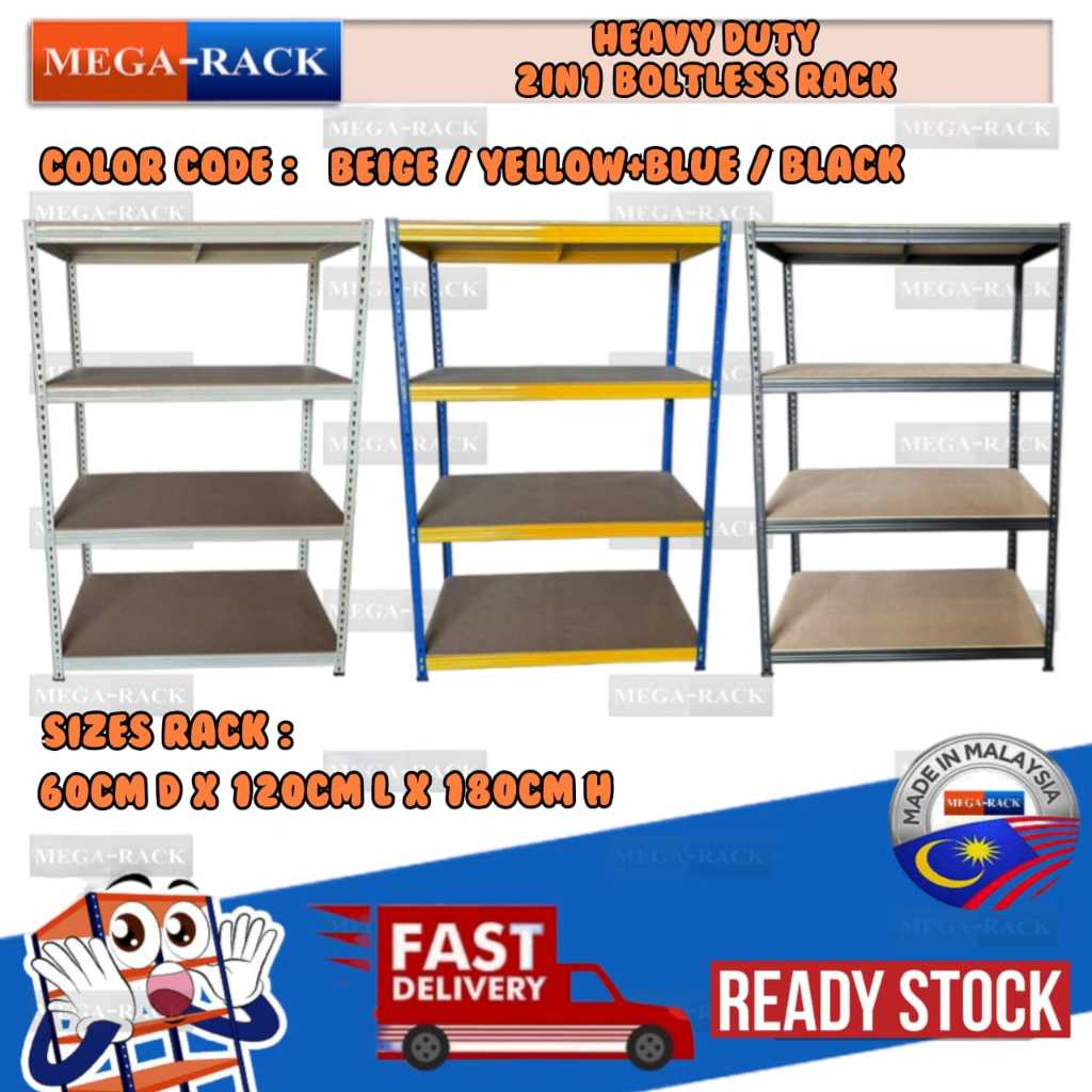 *NEW ARRIVAL* 2 IN 1 BOLTLESS RACK PLYWOOD 600MMD x 1200MML x 1800MMH ...
