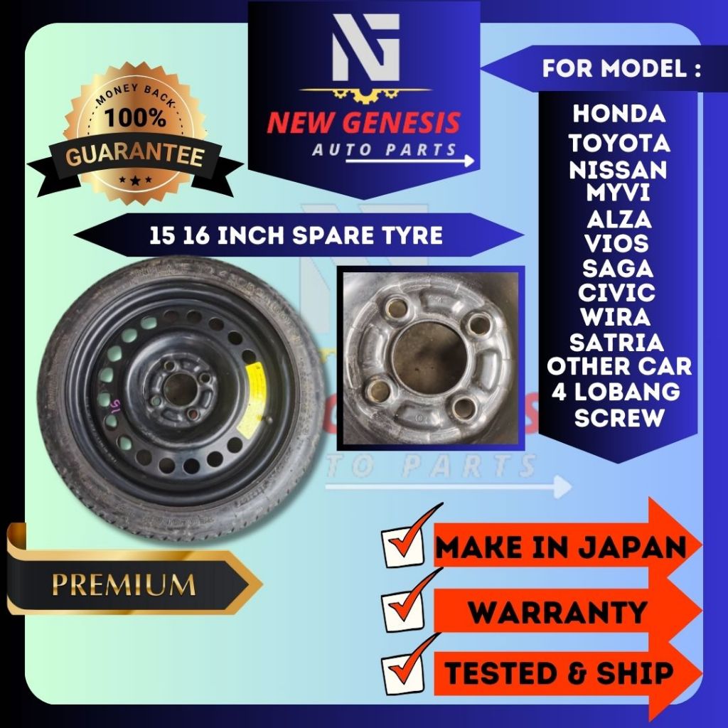 Tayar spare alza passo sette vios civic wira satria 15 dan 16 inci ...