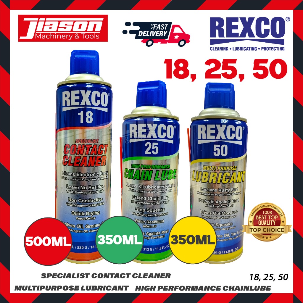 REXCO 18 Specialist Contact Cleaner (500ML) / 25 High Performance Chain ...