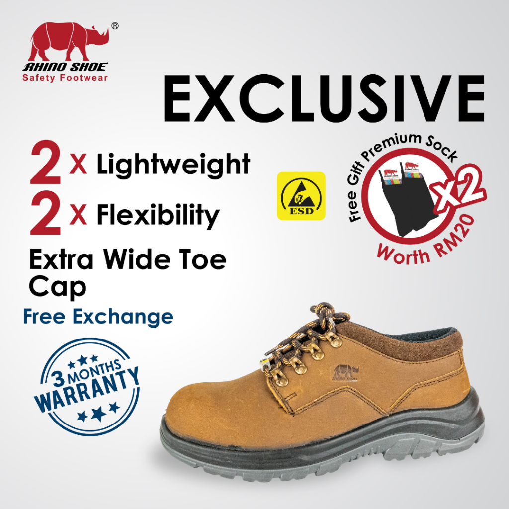 SAFETYWARE RHINO Safety Shoes Premium Low Cut Fibreglass ToeCap Extra ...