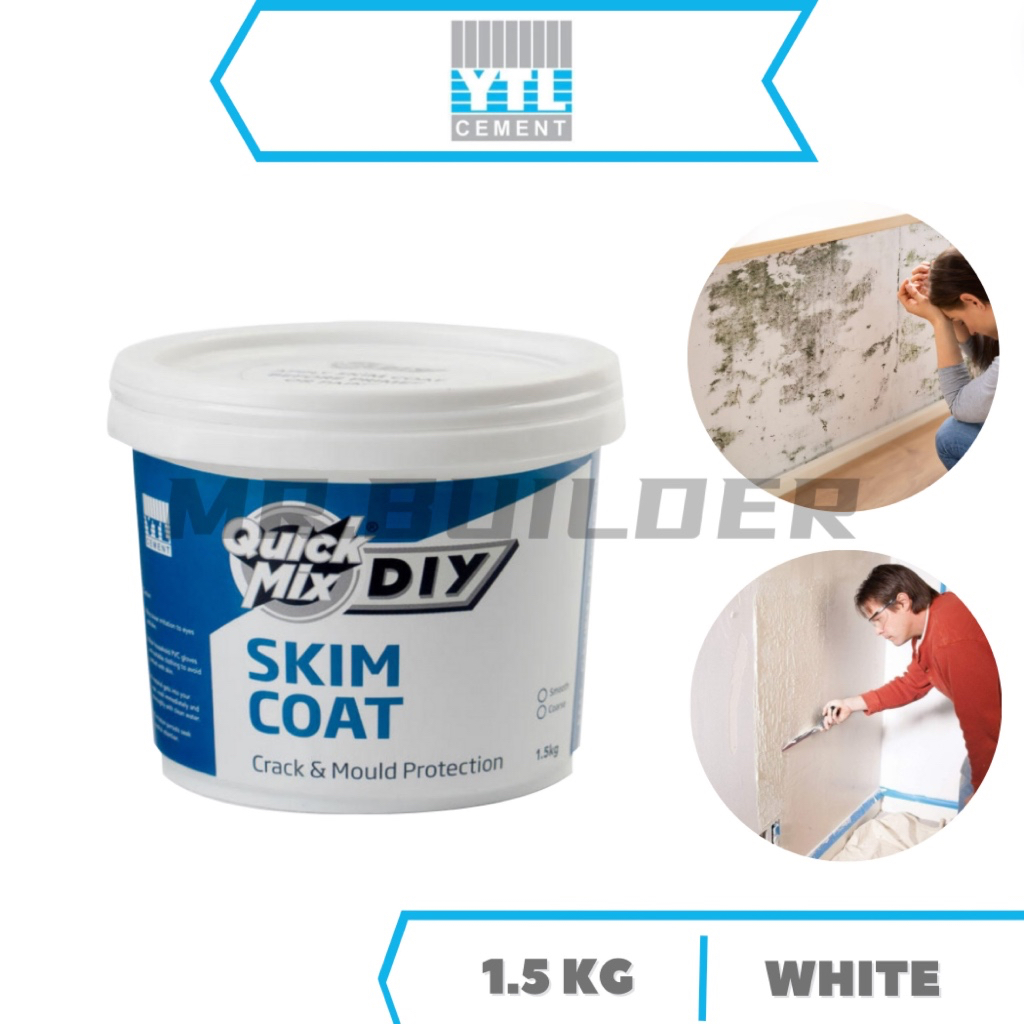 YTL Quick Mix DIY Skim Coat 1.5 KG White Smooth Outdoor Wall Crack ...