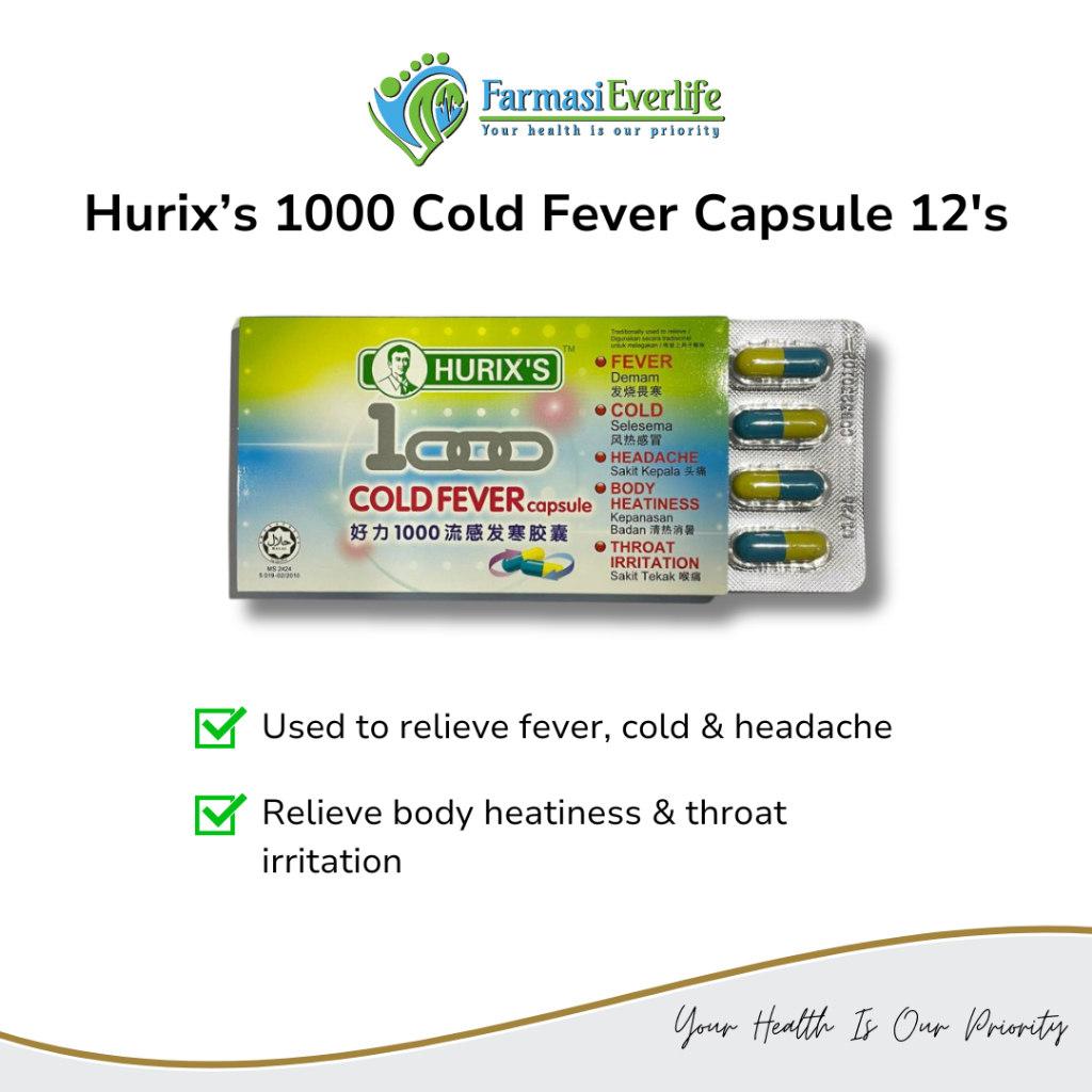 Hurixs 1000 cold fever capsule ( 11/25) | Shopee Malaysia