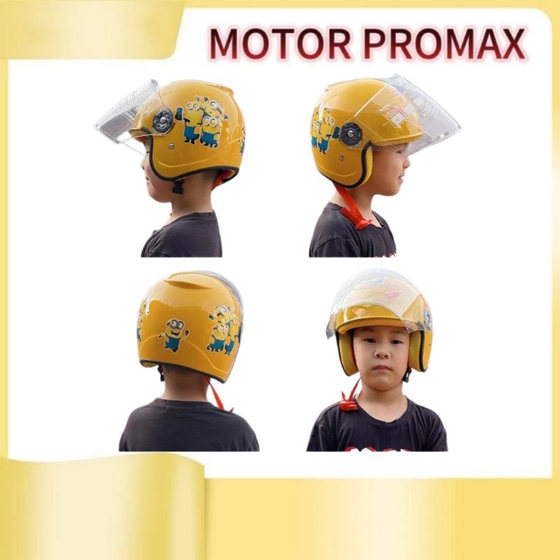 HELMET KANAK KANAK KIDS TOPI KELEDAR MINION SIAP VISOR KUNING YELLOW ...