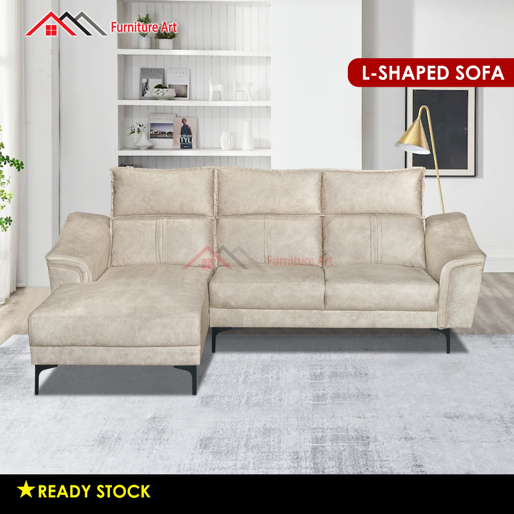 Furniture Art 8FT Sofa L Shape Sofa 3 Seater Marble Velvet Sofa Set ...