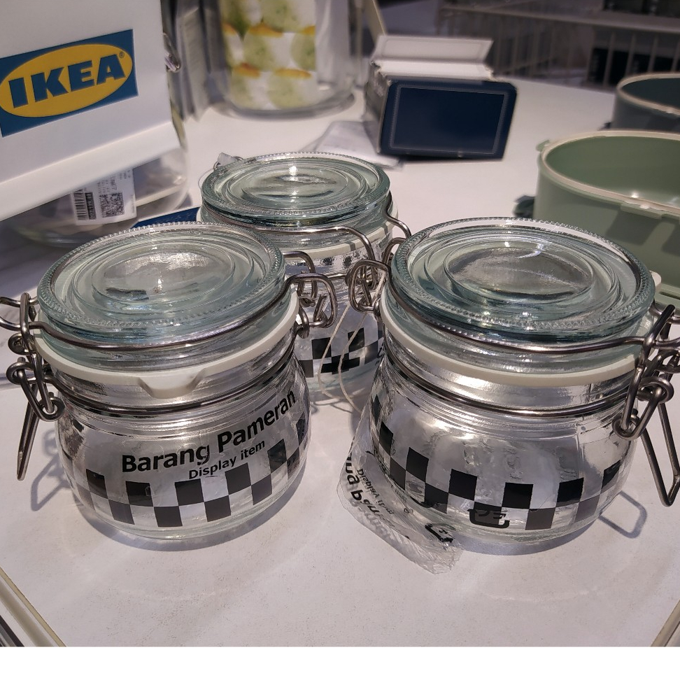 3 pcs [IKEA] Airtight Small Glass Jar with lid (130ml) Balang ...