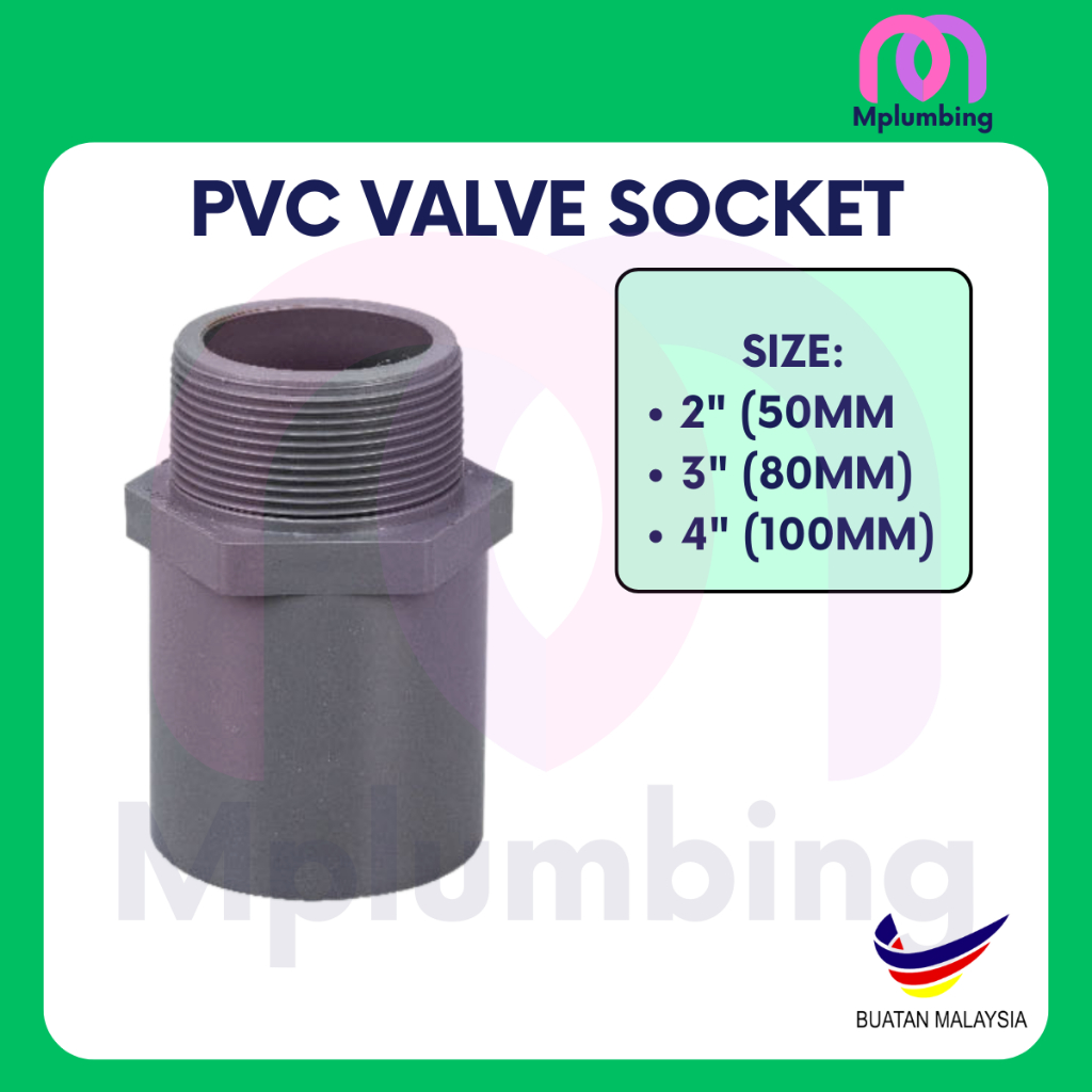 VALVE SOCKET PVC PIPE FITTINGS 2" 3" 4" 50MM 80MM 100MM | Shopee Malaysia