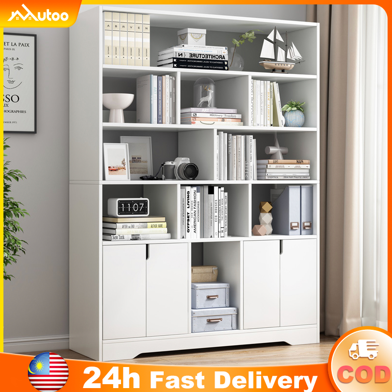 MT Book Shelf Rak buku murah almari buku white bookcase Rack kabinet ...