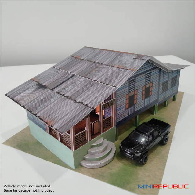 1/64 DIY Paper Cut-out House Model Ala Rumah Kampung Barkoba for Hot ...