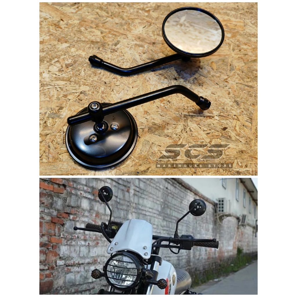 Side Mirror Universal Chrome Black Round Accessories Motor Classic RXZ ...