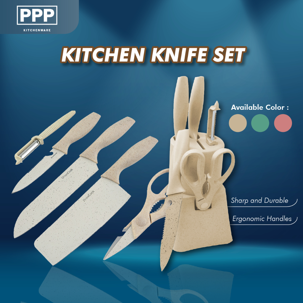 Kitchen Knife Set 6 in 1 Kitchen Knives, Viral Set Pisau Dapur ...