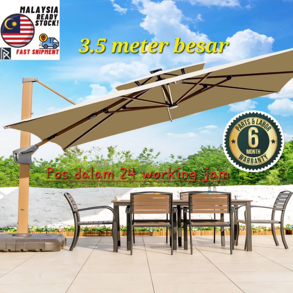 PA Premium 3.5m Full Set Double Layer Garden Outdoor Roman Patio ...
