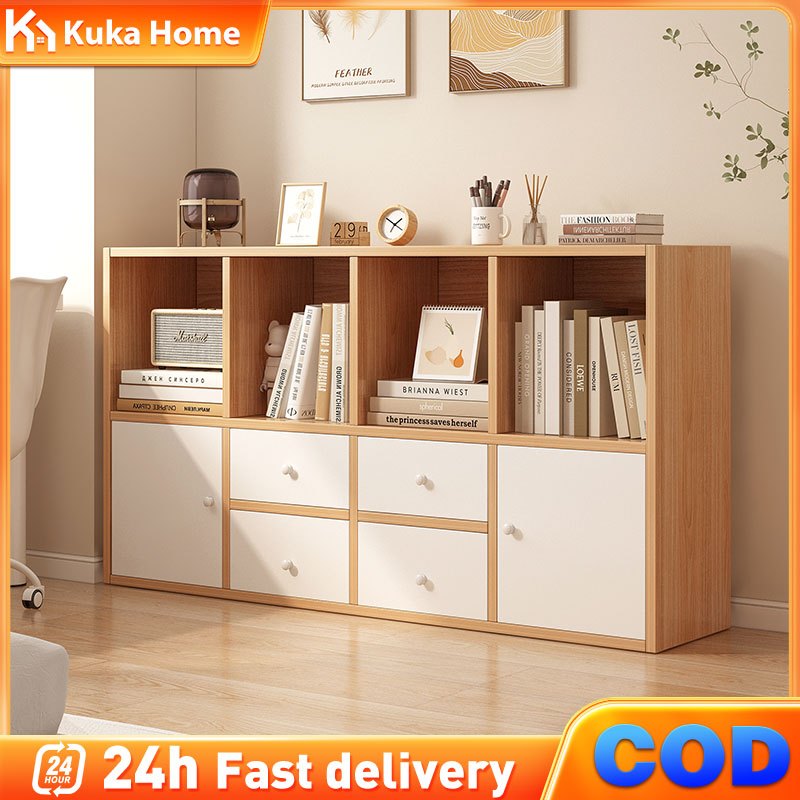 👍Rak Buku Bookshelf Wooden Rack Style With Cabinet Door Rack Cabinet ...
