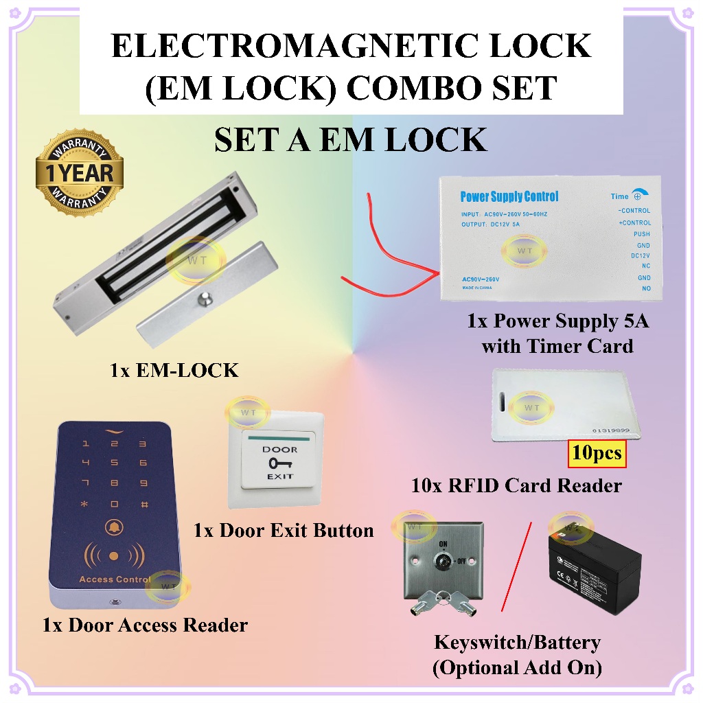 EM LOCK SECURITY DOOR ACCESS SYSTEM COMBO SET (Electromagnetic Lock ...