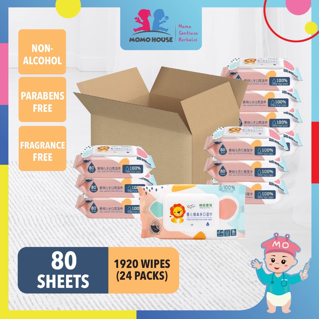 (80's x 24 Packs) Baby Wipes Tissue Basah Tisu Basah Baby Wet Tissue Wet Tisu Basah Bayi Non ...
