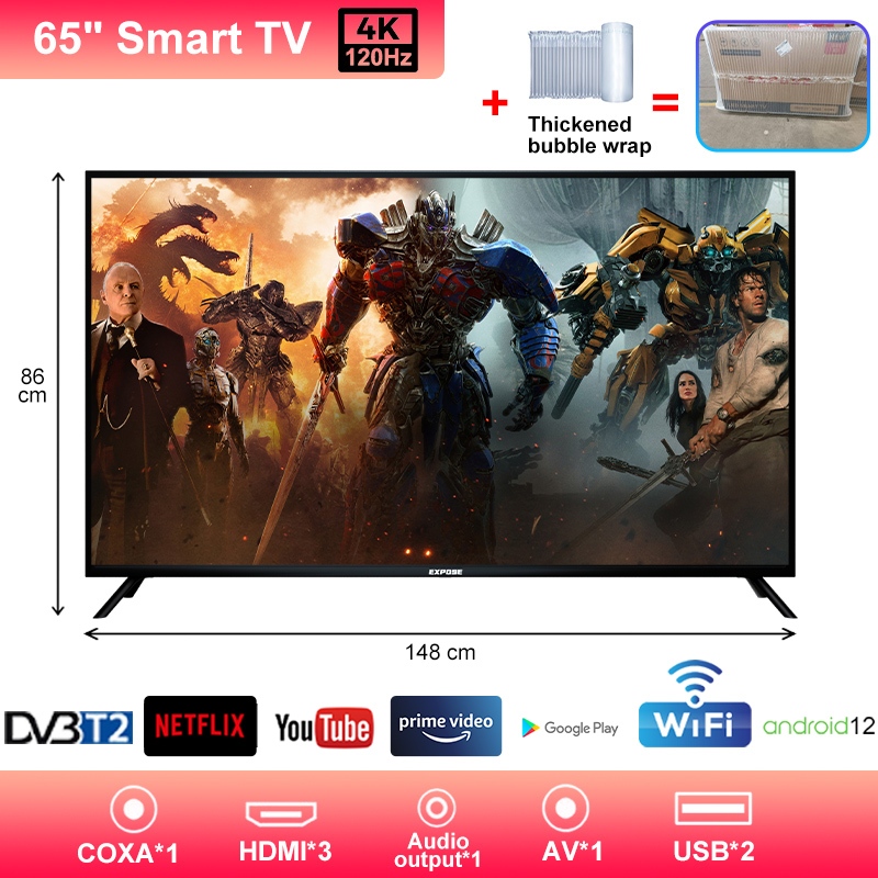 Smart TV 50 Inch Android 12 Television 65 Inch 4K UHD LED 55 Inch ...