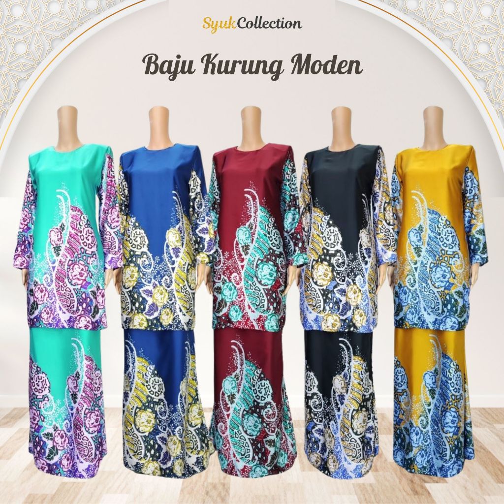Baju Kurung Moden Batik Exclusive Kain Duyung KMD17 Material Royal Silk | Shopee Malaysia