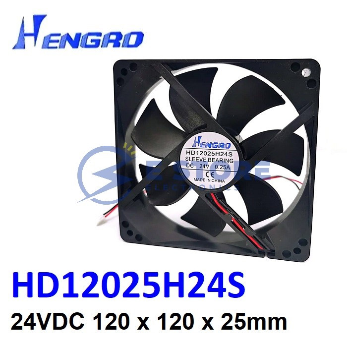 HENGRD 24VDC Axial Blower Fan with Sleeve Bearing 120 x 120 x 25mm (HD12025H24S) | Shopee Malaysia