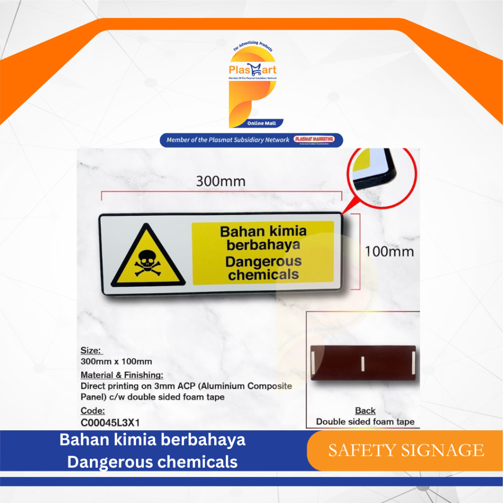 SAFETY SIGNAGE - Bahan kimia berbahaya Dangerous chemicals | Shopee ...