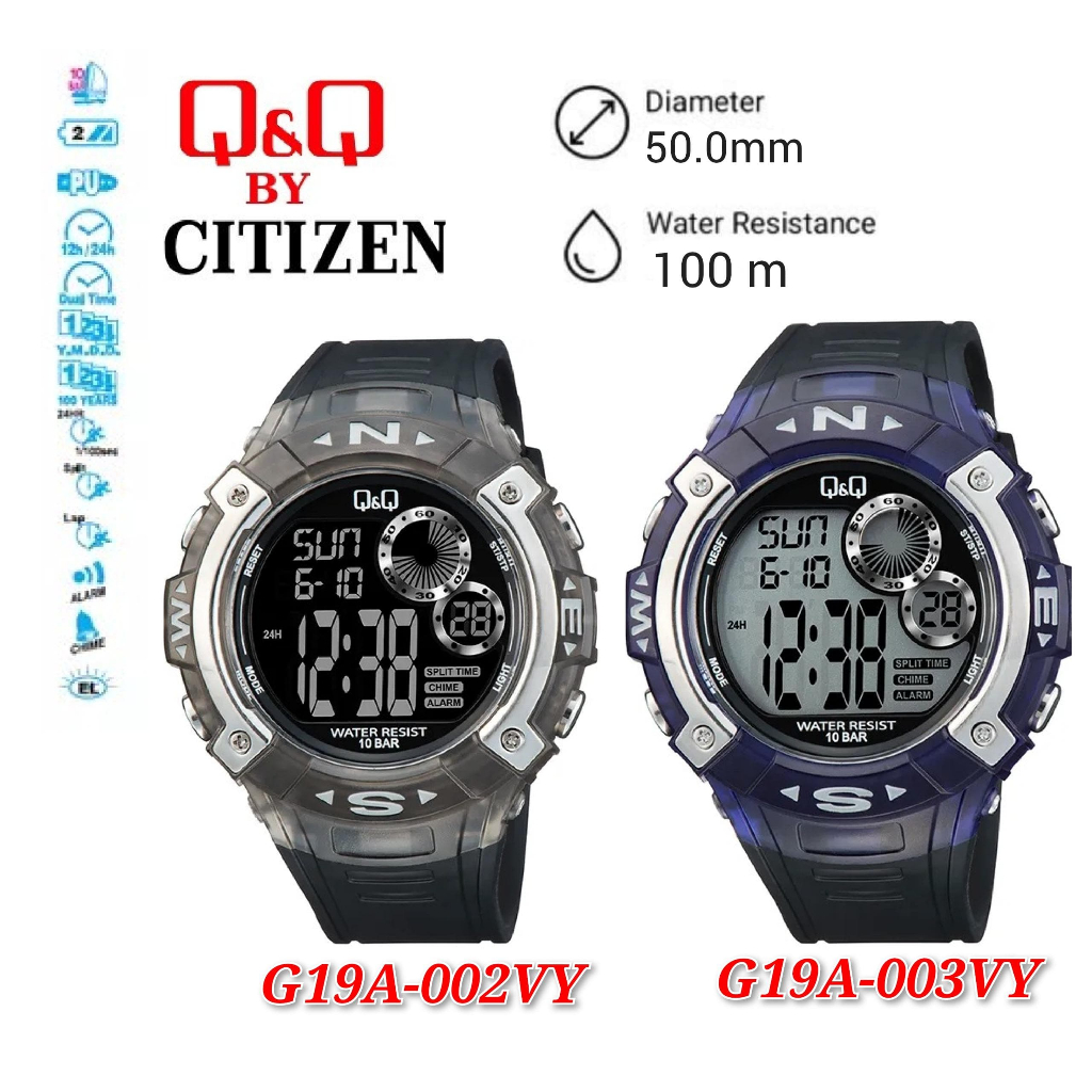 Q&Q Japan by Citizen Men's Resin Digital Watch G19A | Shopee Malaysia