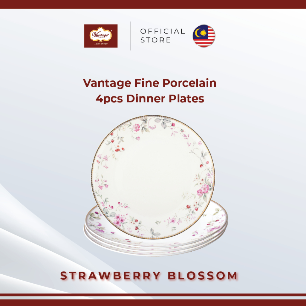 Vantage Fine Porcelain Strawberry Blossom 4 in 1 Dinner Plate(new ...