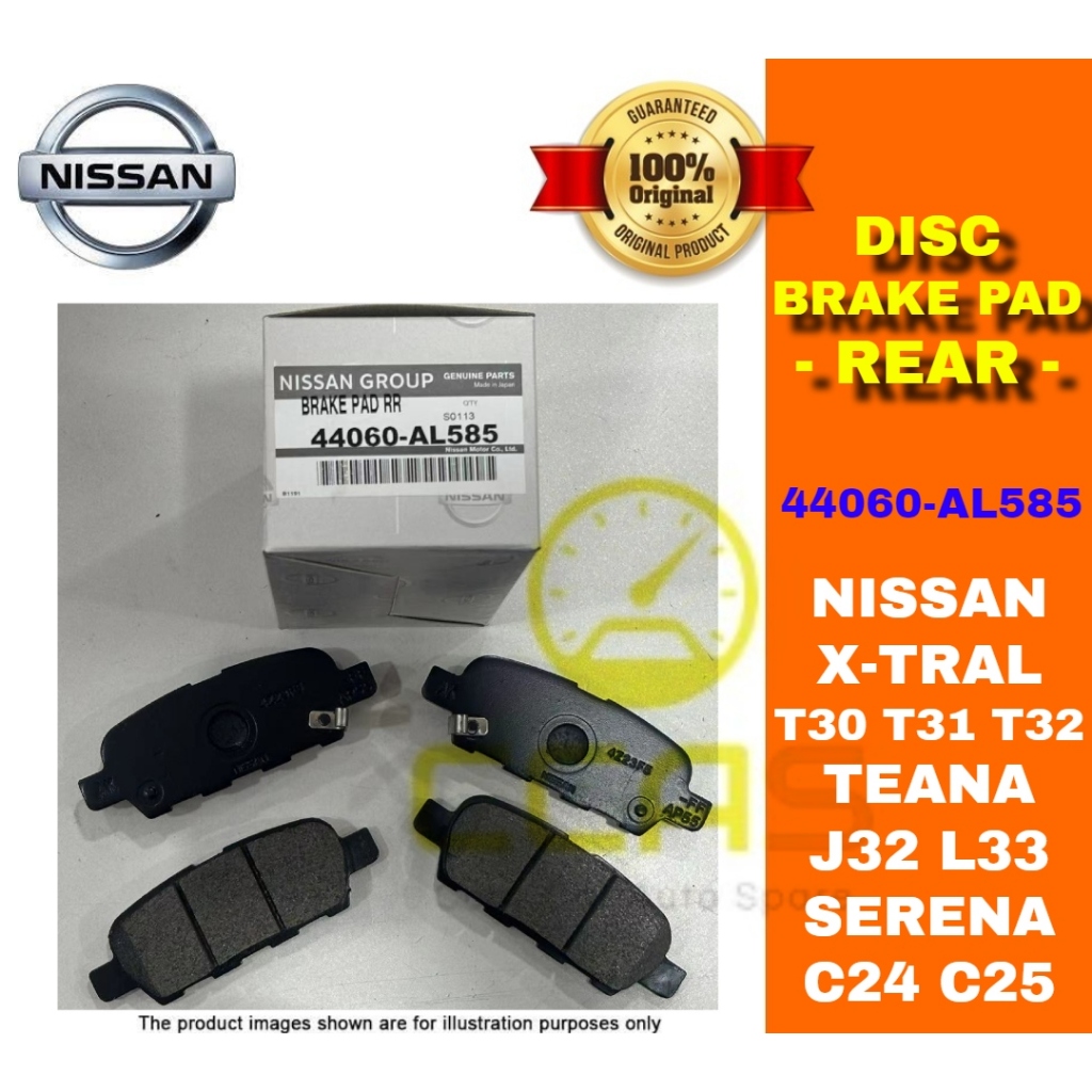 (100% ORIGINAL) NISSAN REAR DISC BRAKE PAD NISSAN X-TRAL T30 T31 T32 ...
