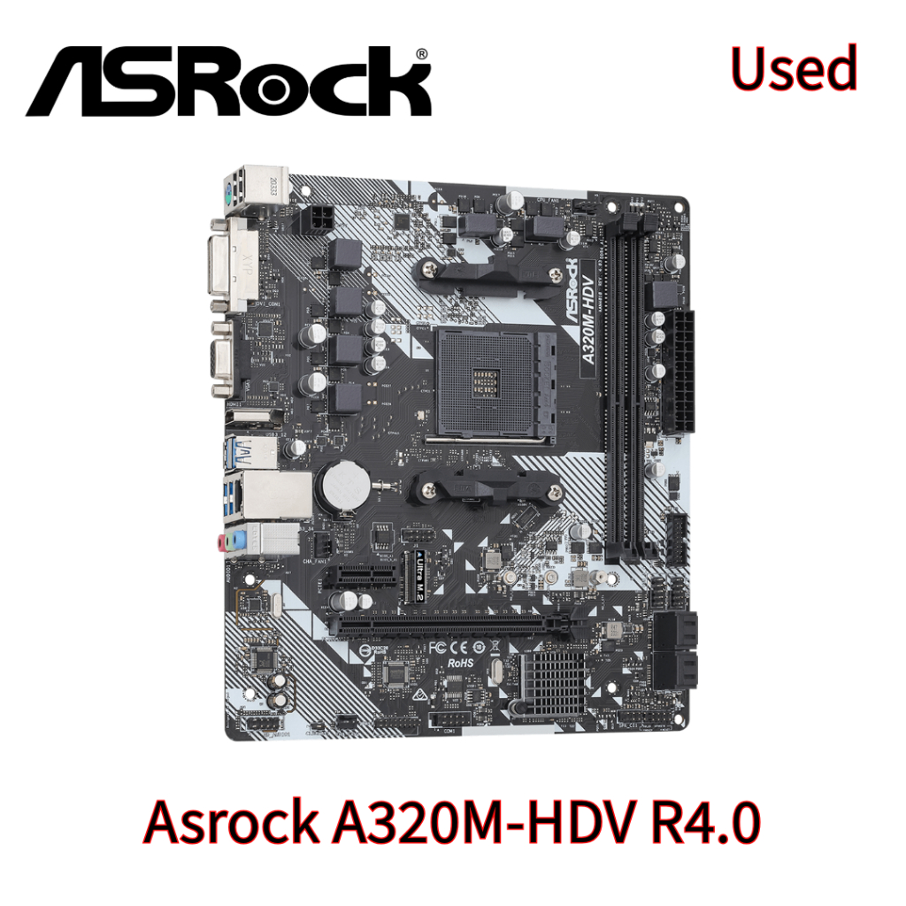 [Used]Asrock A320M-HDV R4.0 Motherboard Micro-ATX MATX for AMD Ryzen ...